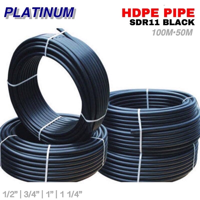 100 Mtrs SDR 11 HDPE Black Pipe Waterline Farm Garden Irrigation