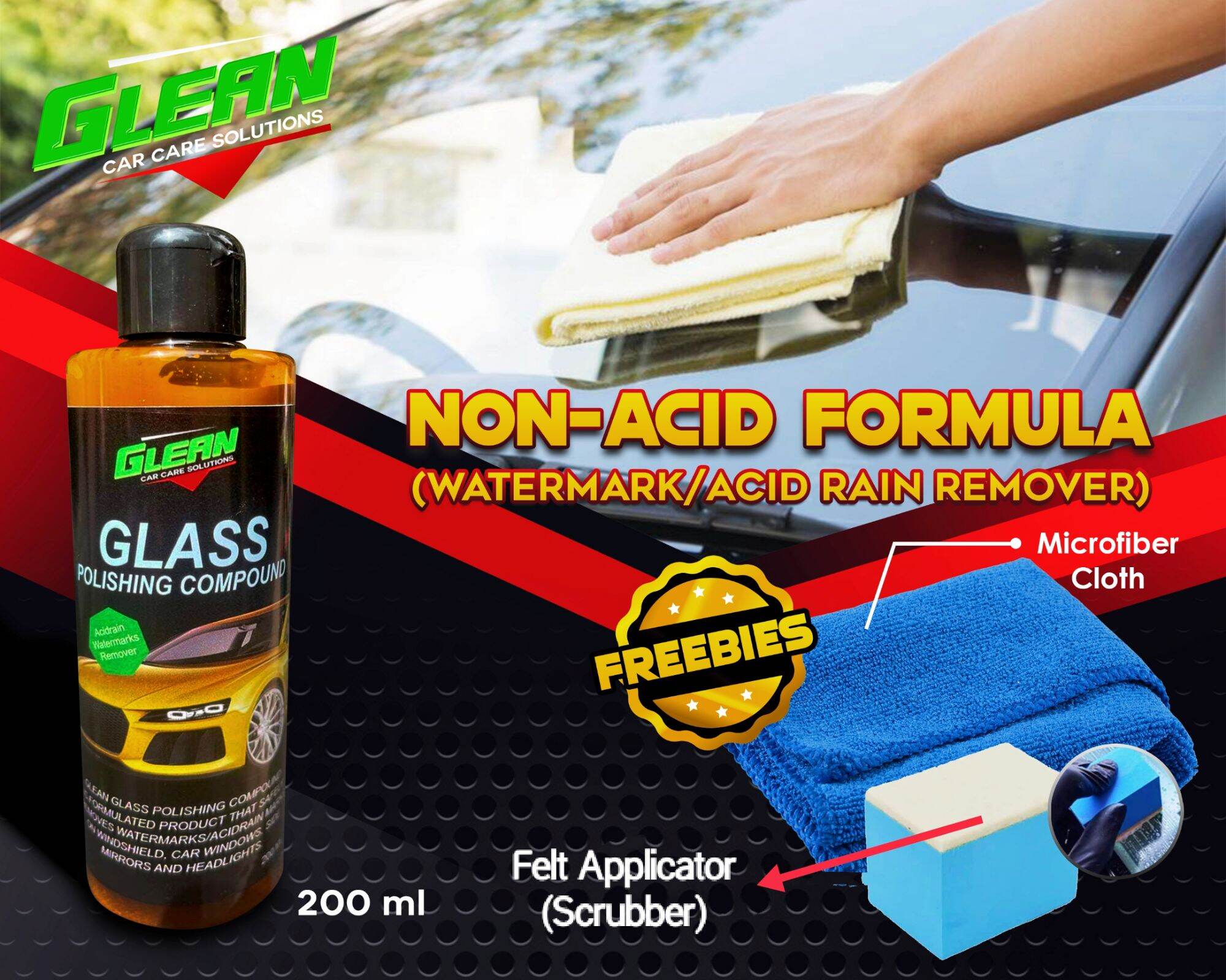 GLEAN GLASS POLISHING COMPOUND (NON-ACID FORMULA) WATERMARKS REMOVER ...