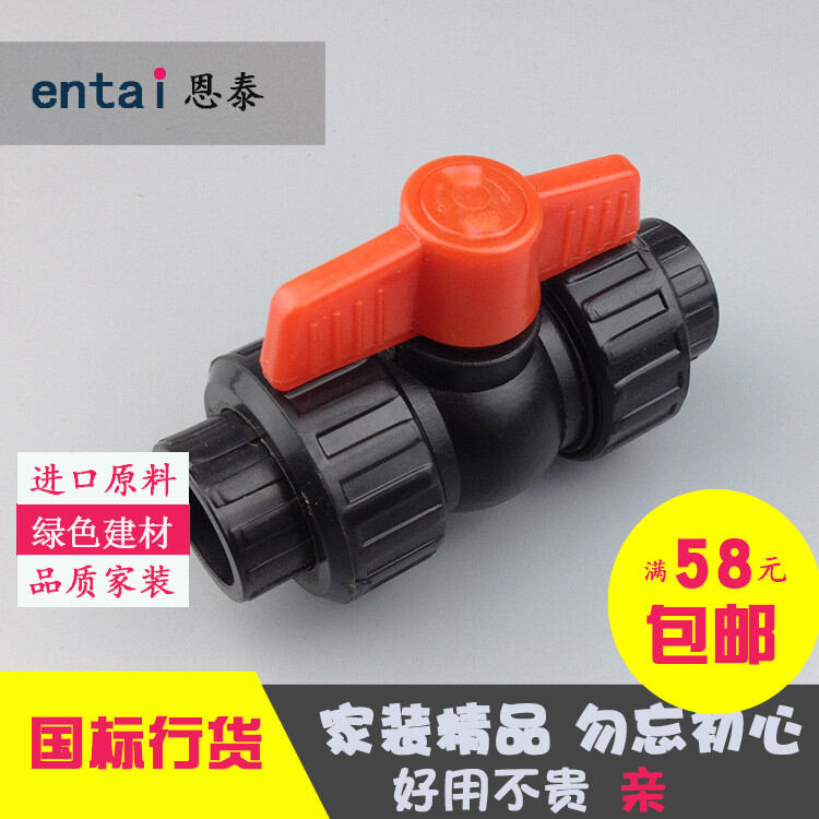 6 Plastic PE Double Union Ball Valve PVC Ball Valve Switch 4 fen 1 Inch ...
