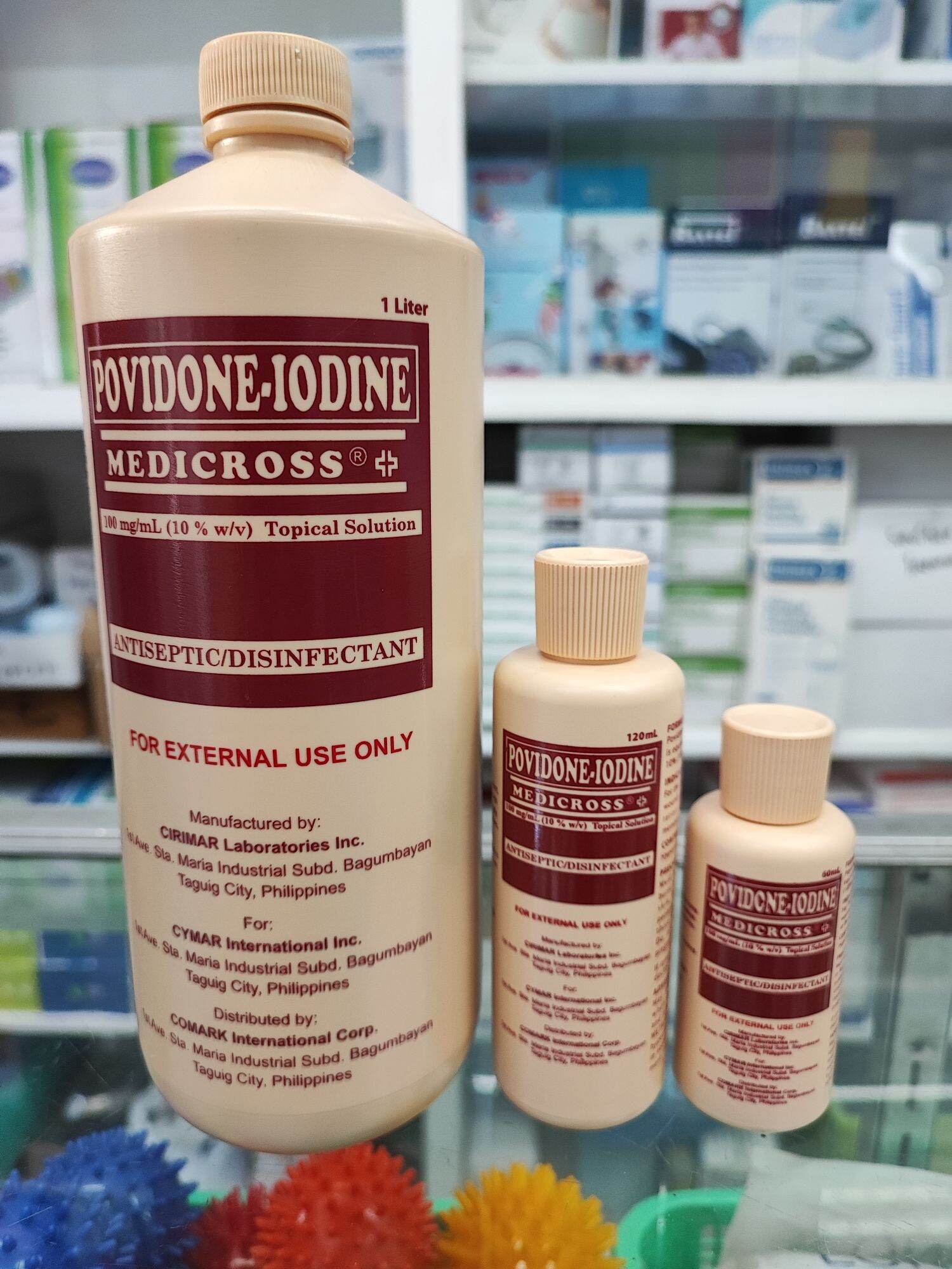 Povidone Iodine 10% - 60ml, 120ml & 1liter (MEDICROSS) -Antiseptic ...