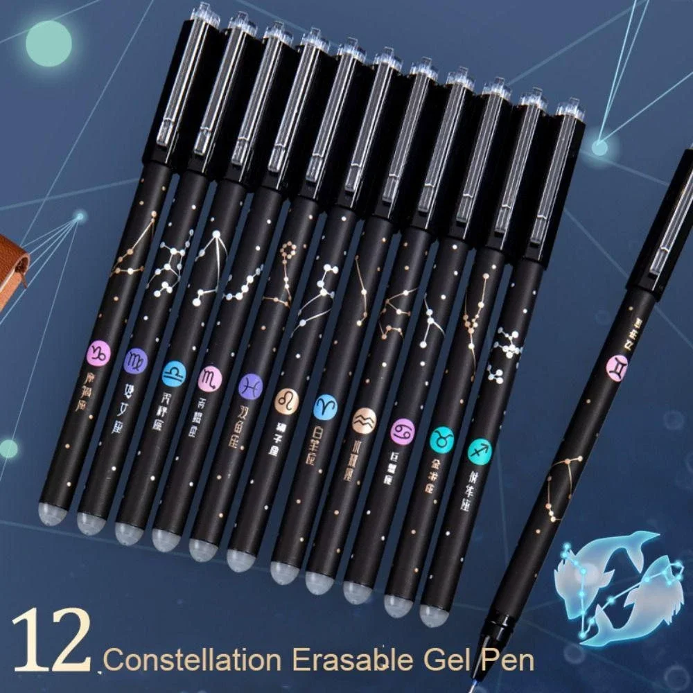 12 Pieces Constellation Erasable Gel Pen 0.5mm Black Ink (K1364 ...