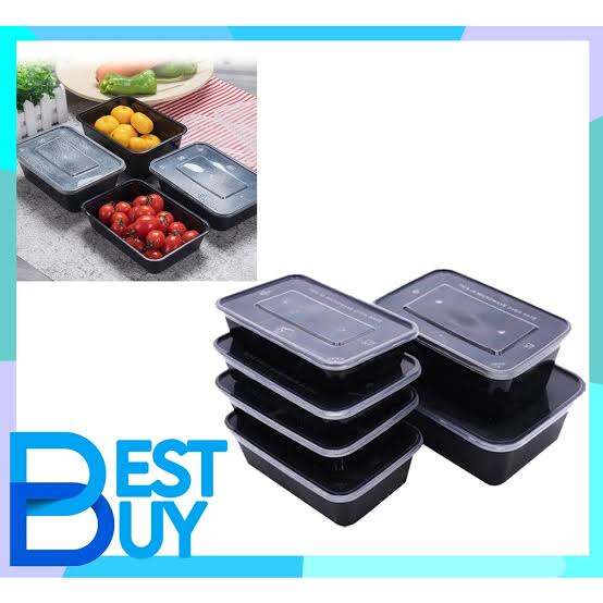 Rectangle Microwavable Food Container 10pcs BLACK 500ml 750ml 1000ml ...