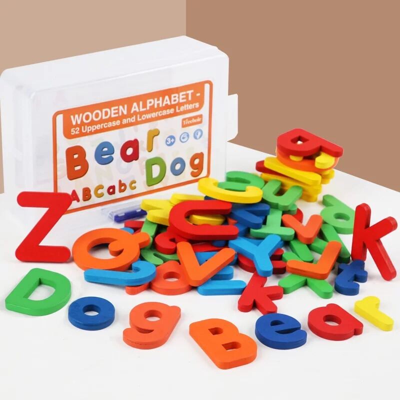Wooden Alphabet Uppercas and lowercase letters with container. | Lazada PH