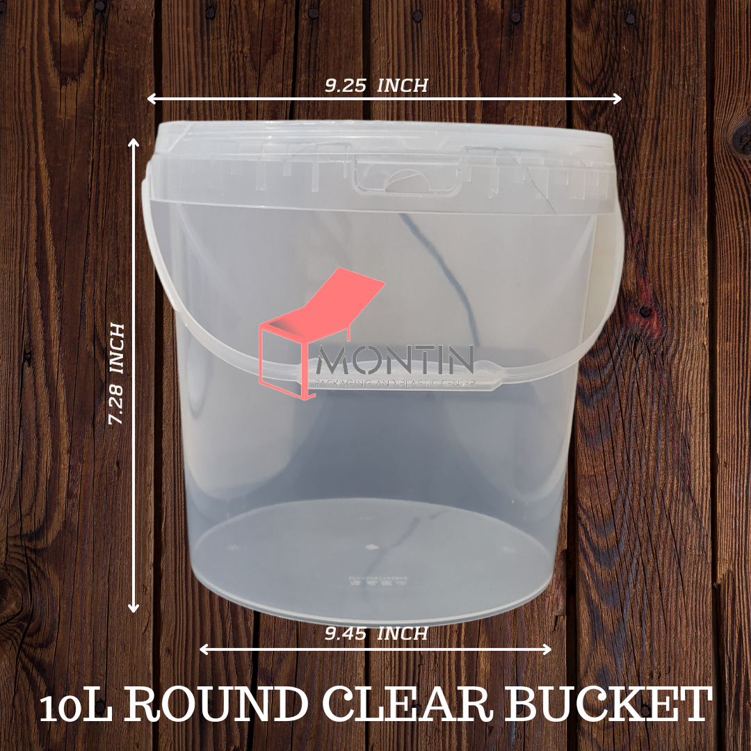 10L Clear Plastic Round Bucket Container with Lid | Lazada PH