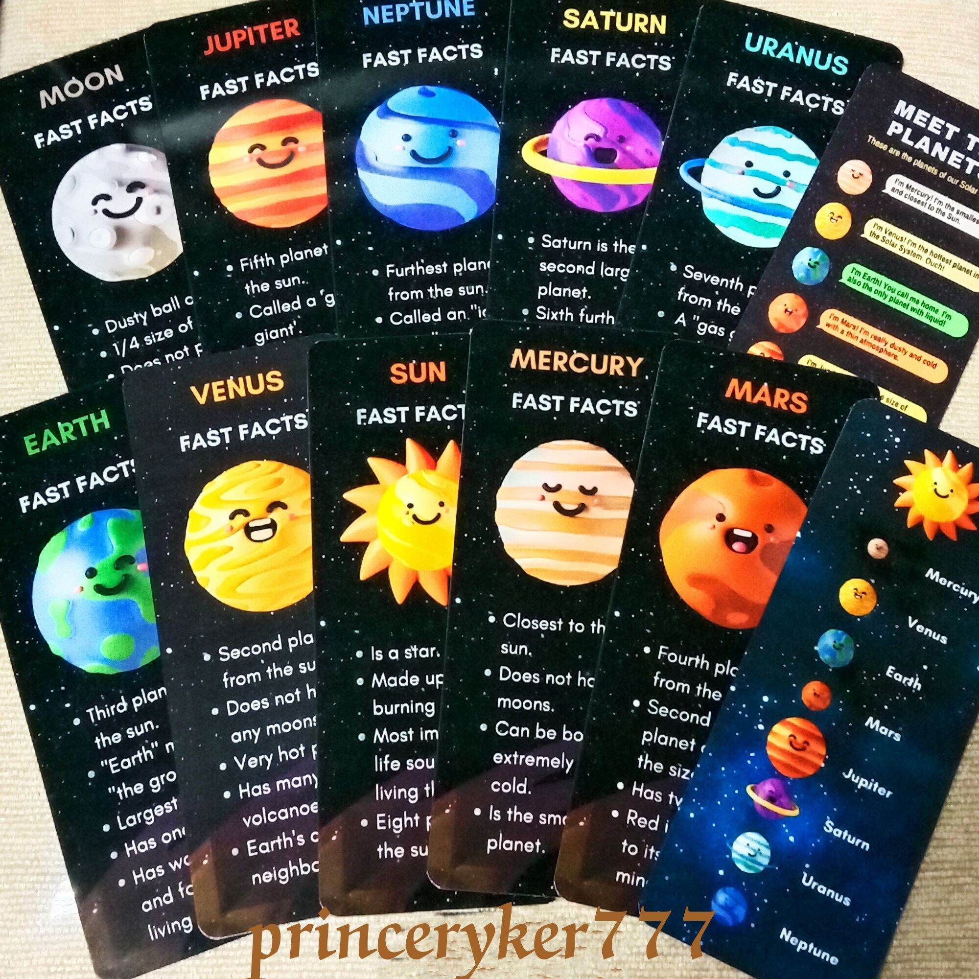 SOLAR SYSTEM, OUR PLANETS Laminated Flashcards • 12 pcs Educational ...