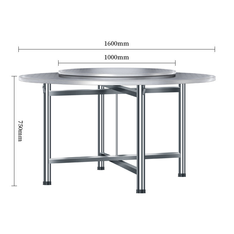Stainless Steel Round Table 2.2 M Large Dining Table Hotel Folding ...