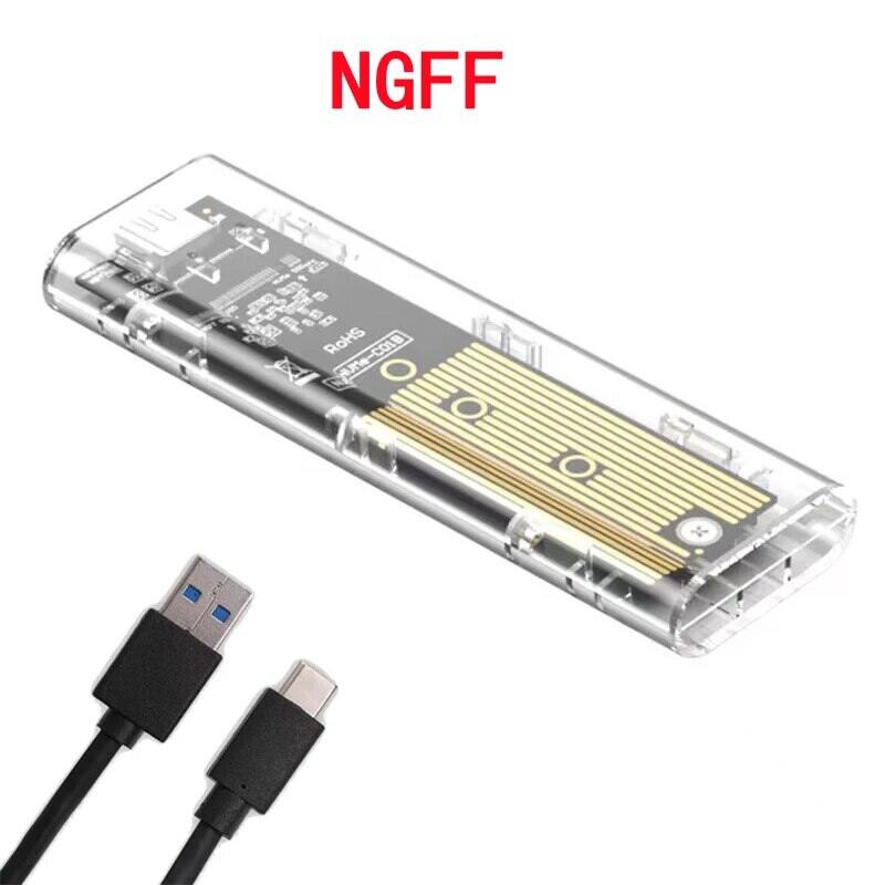 M.2 NVME PCIe NGFF SATA Dual Protocol SSD Case Clear USB Type C 10Gbps PCI-E M2 SSD Transparent ...