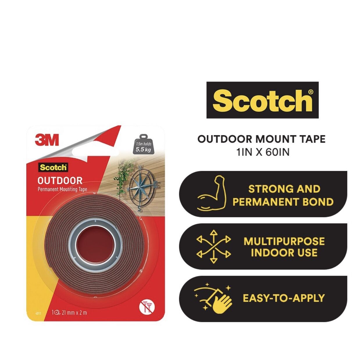 3M Scotch Outdoor Mounting Tape CAT4011, 21 mm x 2 m | Lazada PH