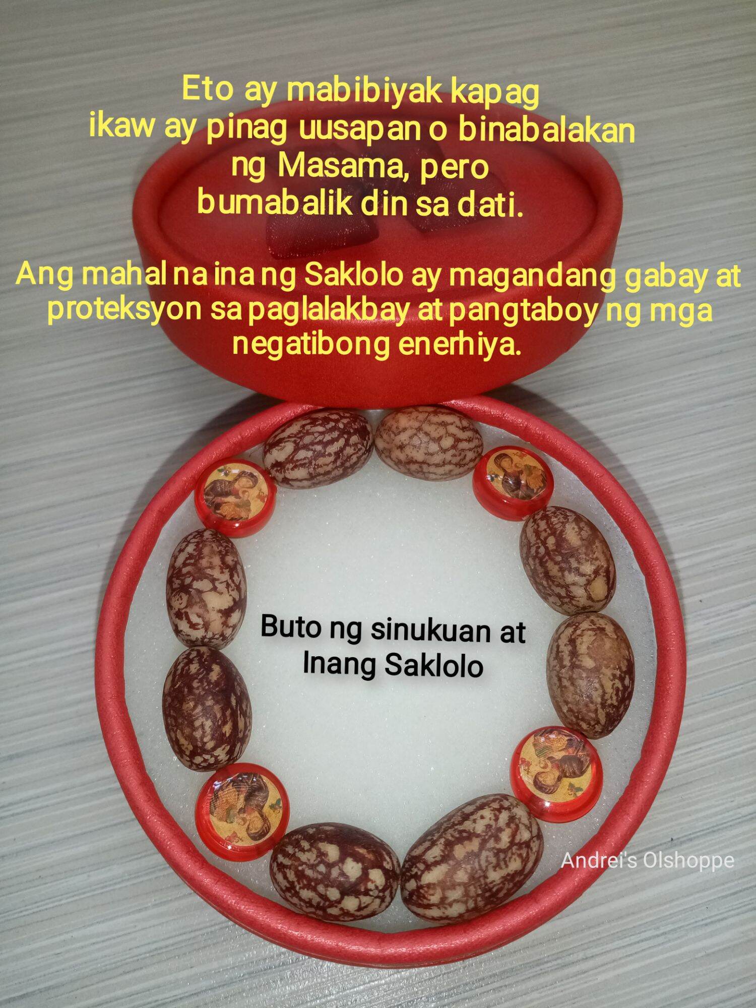Buto ng sinukuan Bracelet na may Inang Saklolo(kontra inggit at kulam ...