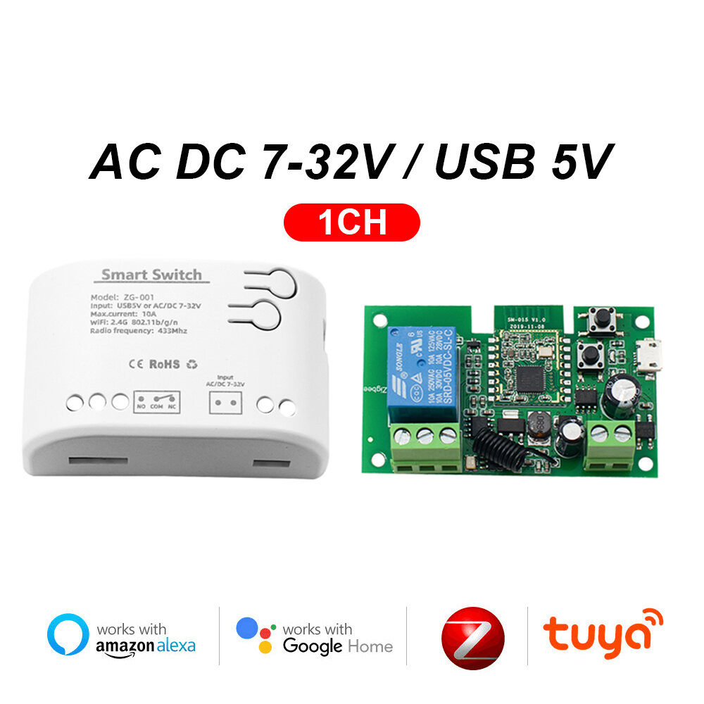 Tuya Zigbee 1CH Smart Switch Relay Light Wireless Switch Inching Module ...