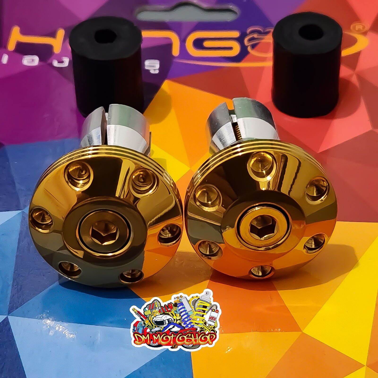 HENG Universal Motorcycle Bar End Weight Balancer - White and Gold Anti ...