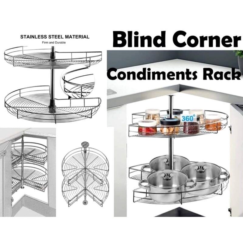 Blind Corner PullOut Basket 270 degree 2'layer Condiments Rack | Lazada PH