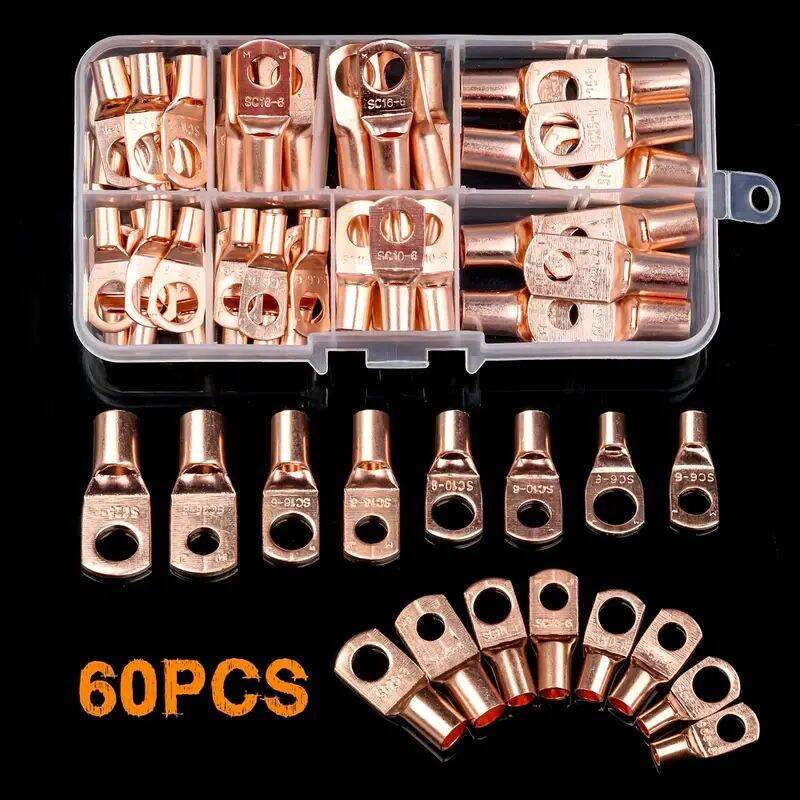 60pcs Wire Lug Connector Ring SC6-25 Copper Connectors Bare Cable ...