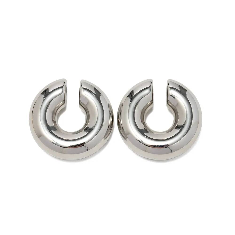 Stainless Steel Thick Cylindrical Hollow Ear Clip for Women 18K PVD ...