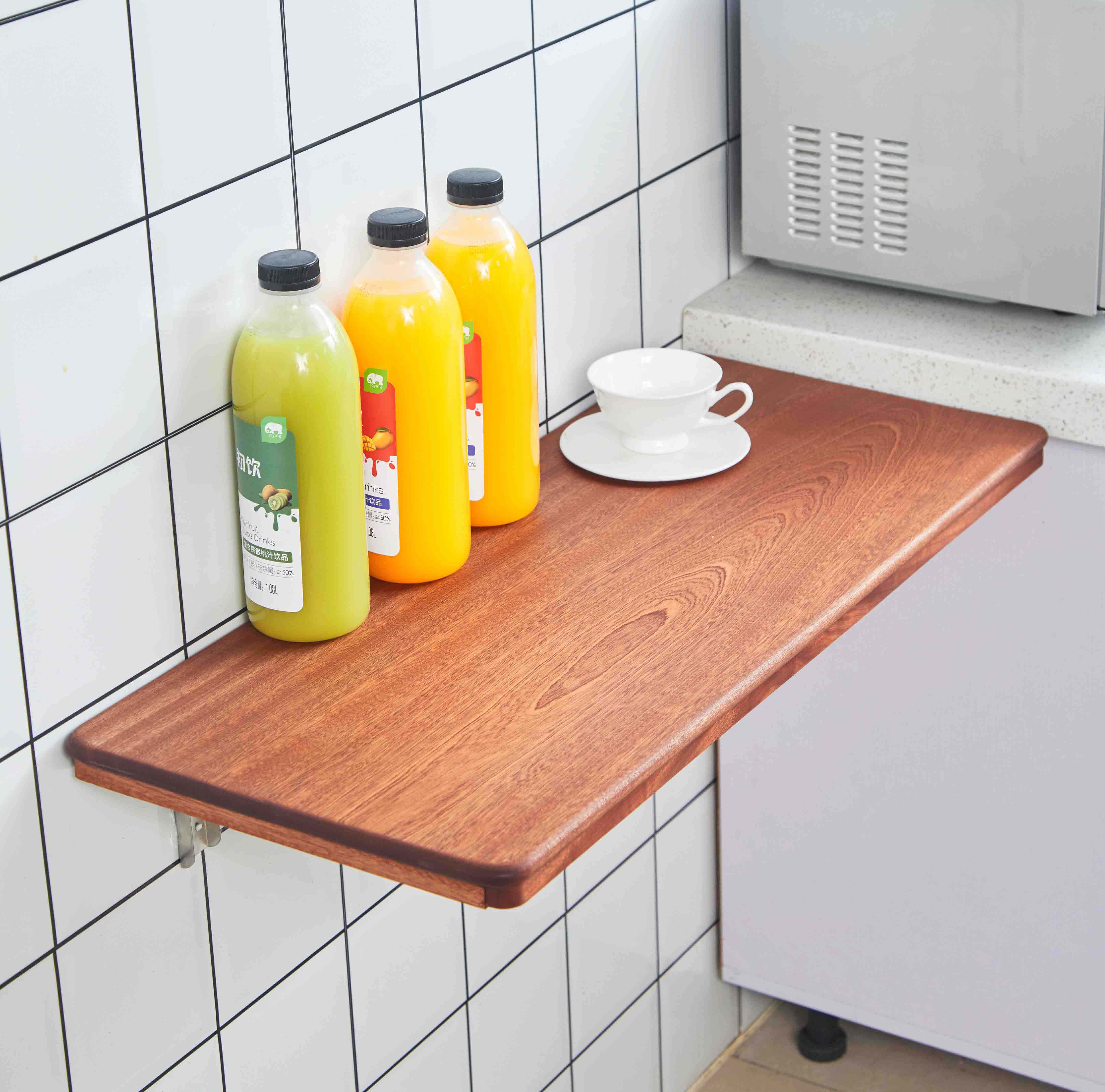 Solid Wood Wall-Mounted Folding Table Wall-Attached Dining Table ...