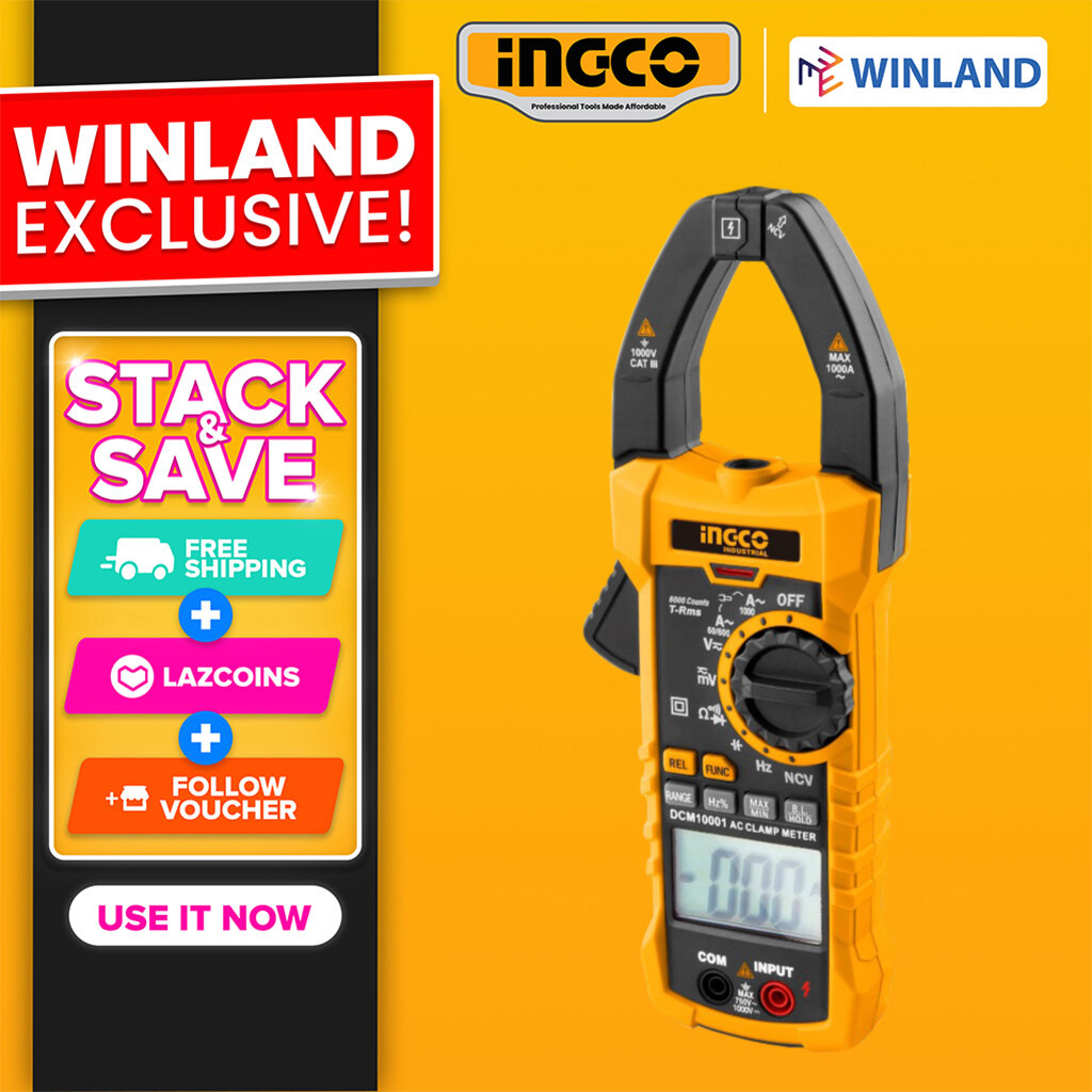 Ingco by Winland Digital AC/DC Resistance Capacitance Clamp Meter Multi ...