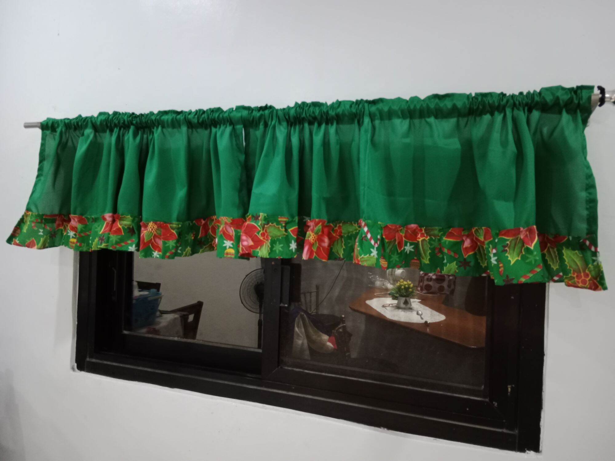 christmass plain valance with printed raffles 60x15 inches | Lazada PH