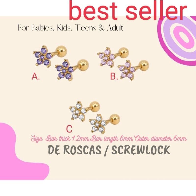 COD Astrid Flower Screwlock De roscas earring For Kids Adult Non ...