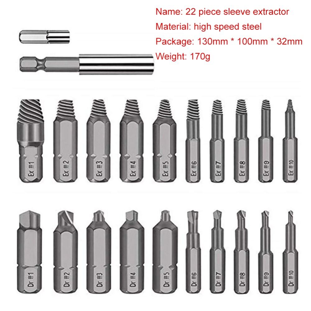 22Pcs/Set Extractor Screwdriver Remover Purpose Tools Damaged Screw ...
