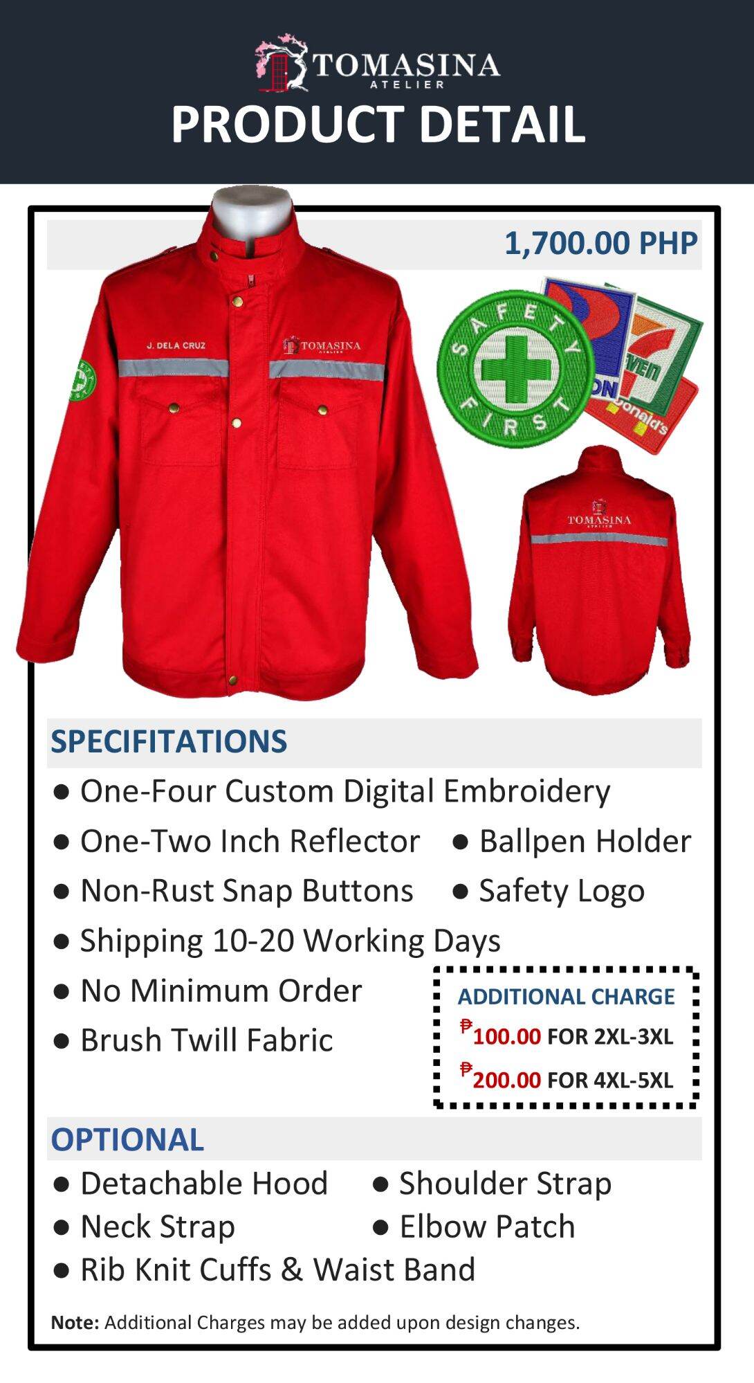 Customized PPE Safety Jacket Workwear with Digital Embroidery | Lazada PH