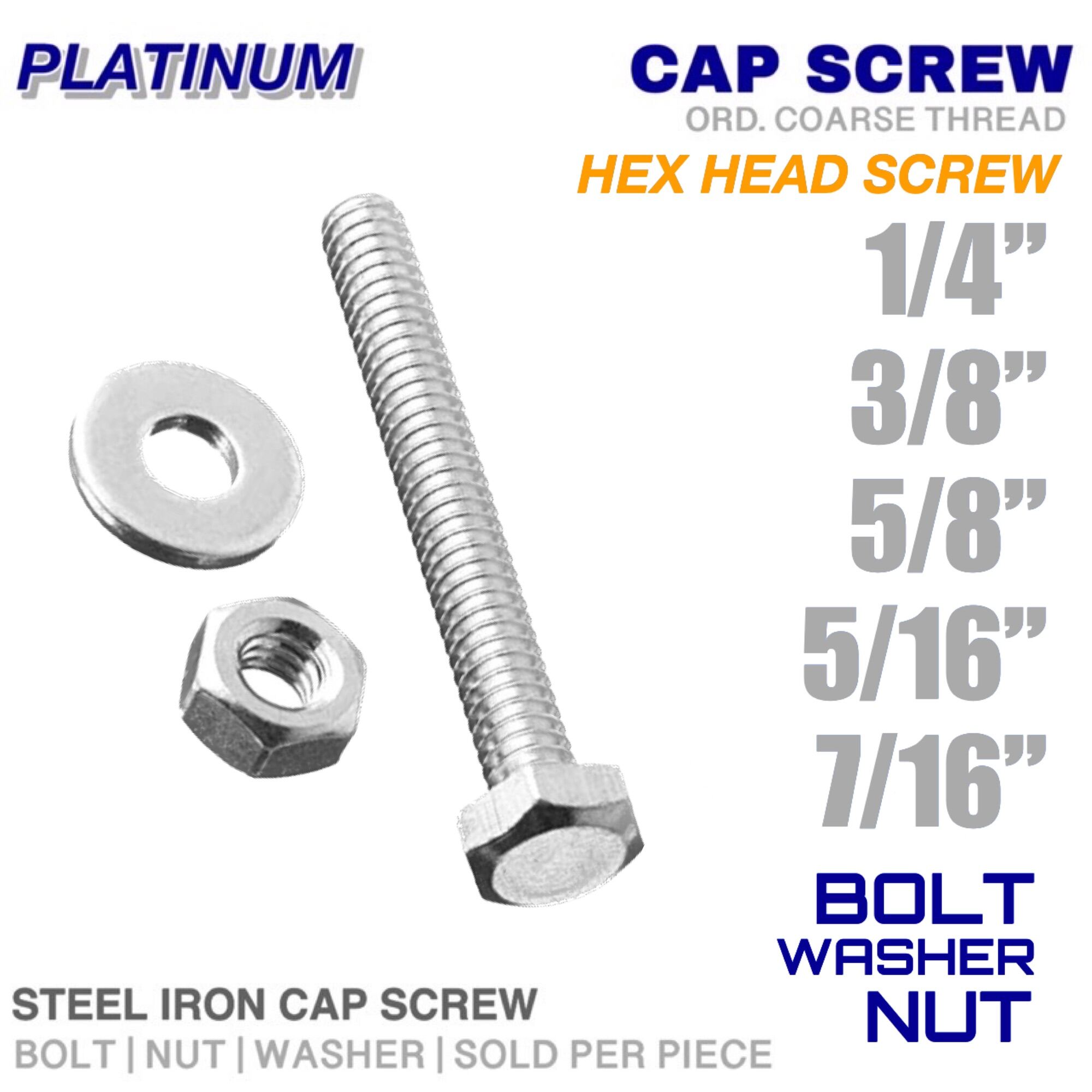 Capscrew | Hex Bolt Nut Washer 1/4 3/8 5/16 7/16 5/8 Turnilyo Cap Screw ...