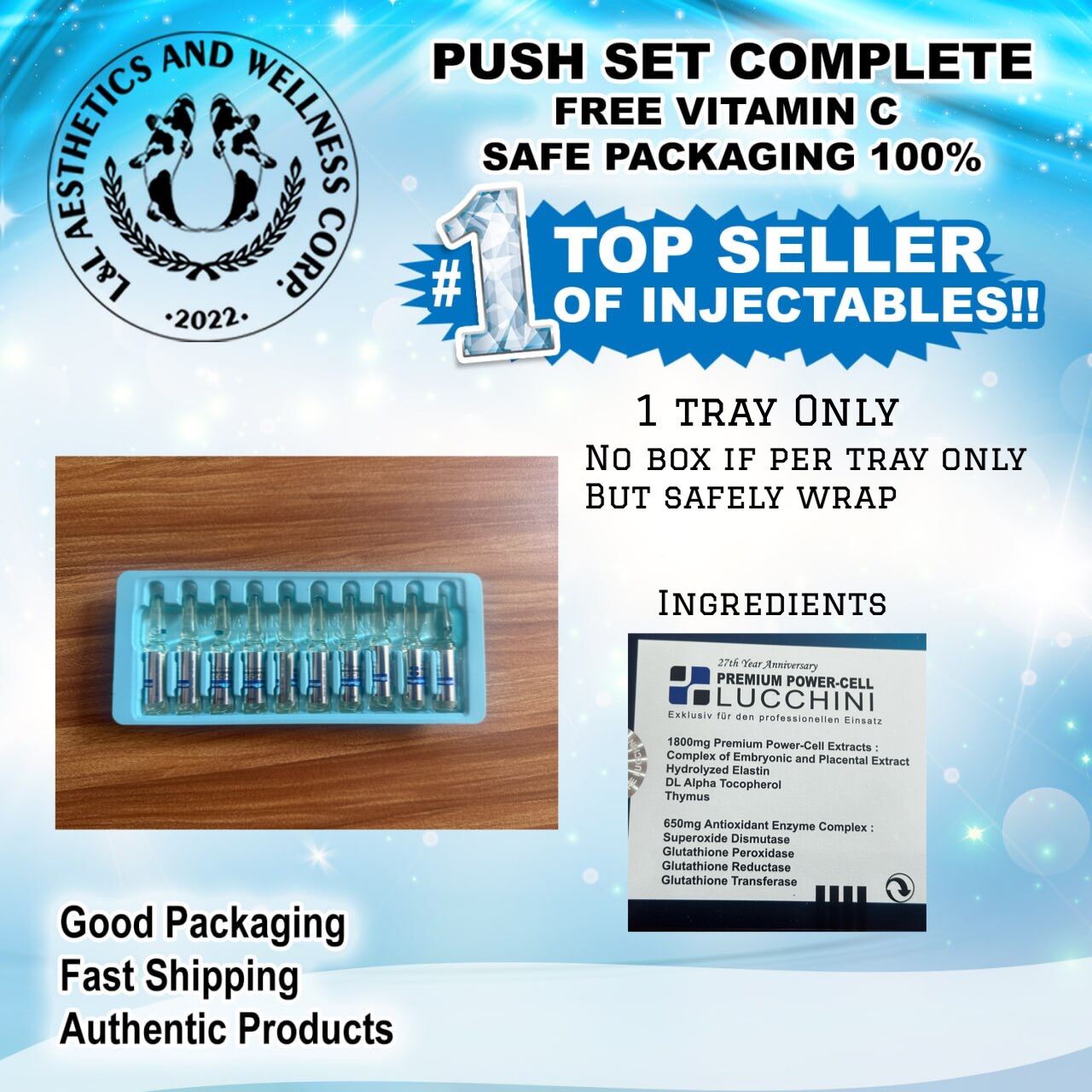 Placenta Lucchini Fresh Stem Cell Therapy 10 ampules TRAY for skin ...