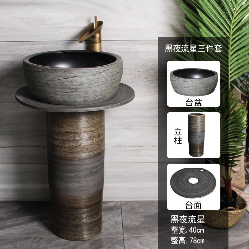 Outdoor Column Type Washbasin Ceramic Wash Basin Integrated Floor Type ...