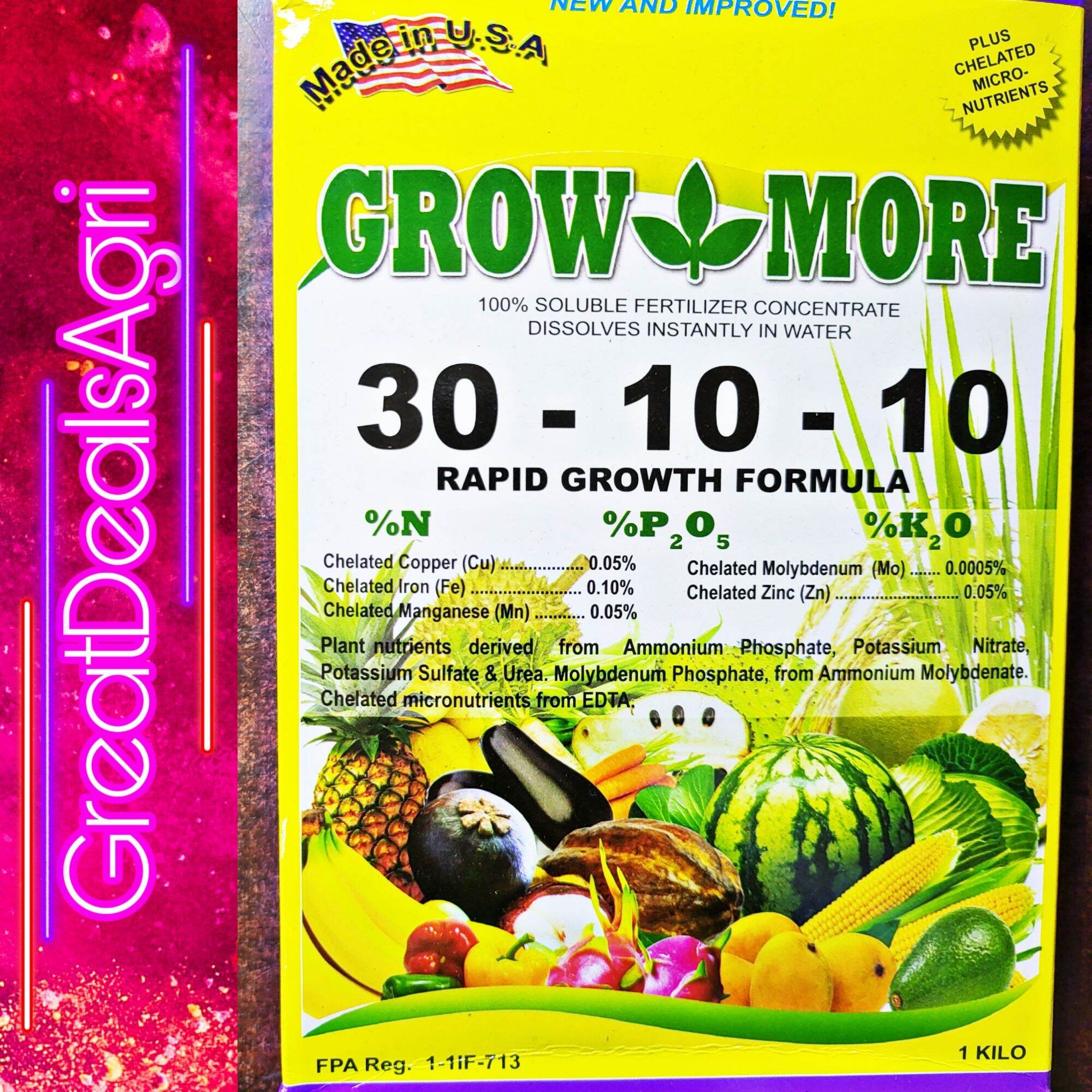 GROW MORE FERTILIZER 30-10-10 RAPID GROWTH FORMULA (1 KILO) GROW MORE | Lazada PH