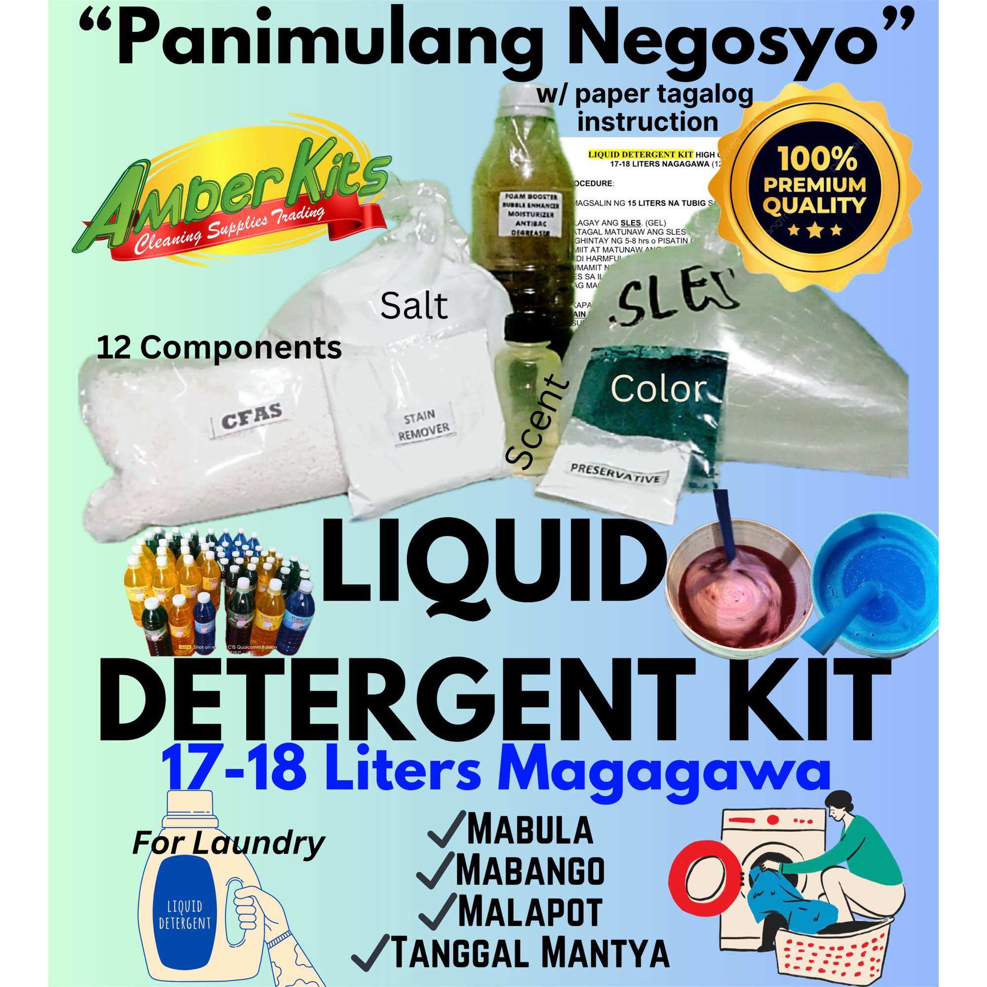 LIQUID DETERGENT LAUNDRY KIT 17-18Liters Bottles nagagawa Premium Diy ...