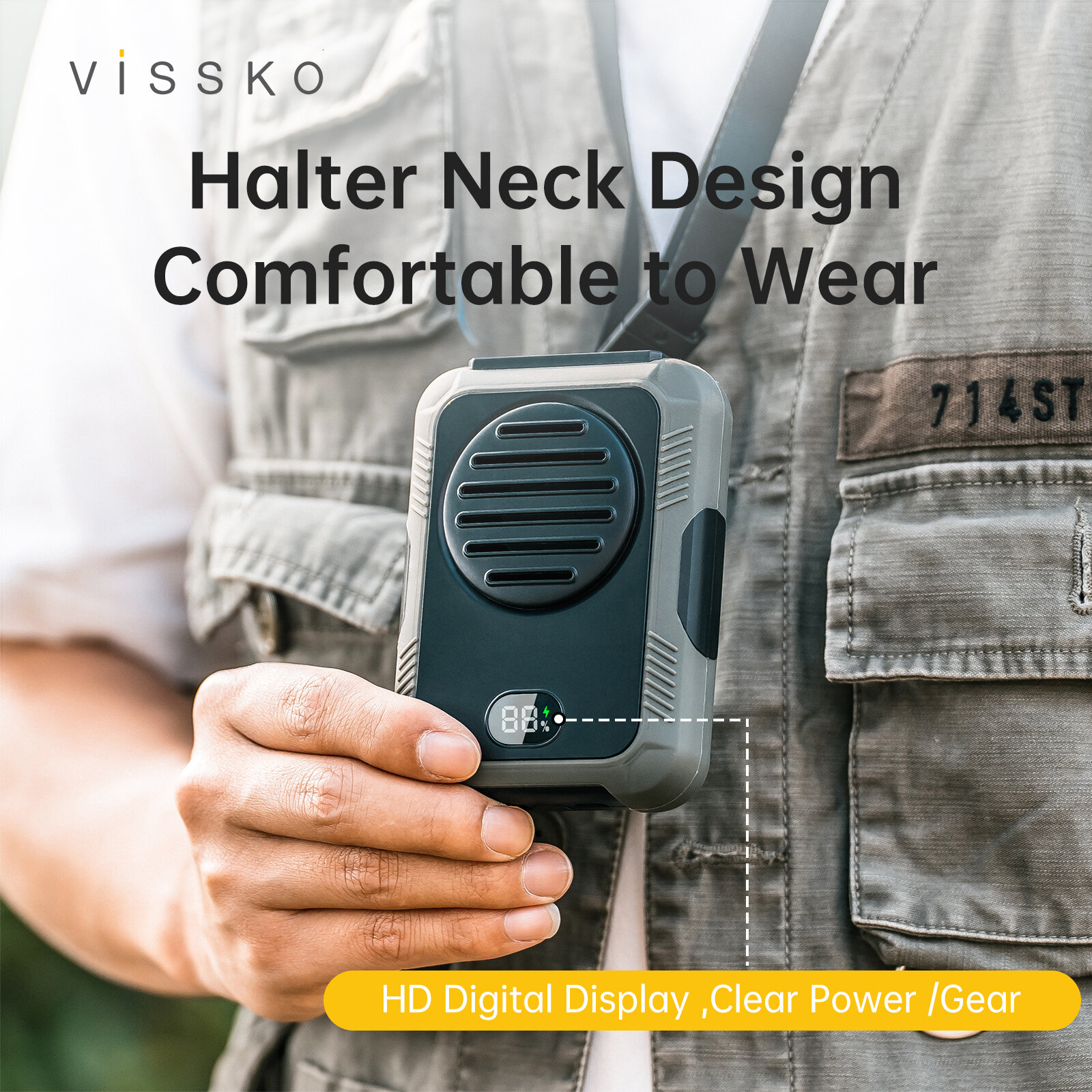 Vissko Hanging Neck / Waist Fan 2000mah USB Mini Portable Rechargeable Fan Bladeless 3 Speed ...