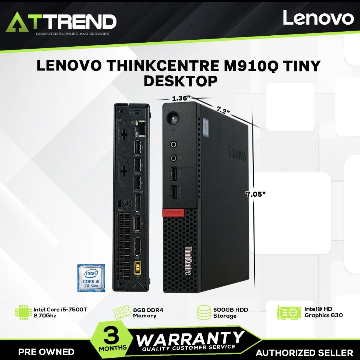LENOVO THINKCENTRE M910Q TINY DESKTOP CPU | PRELOVED | TTREND MALOLOS ...