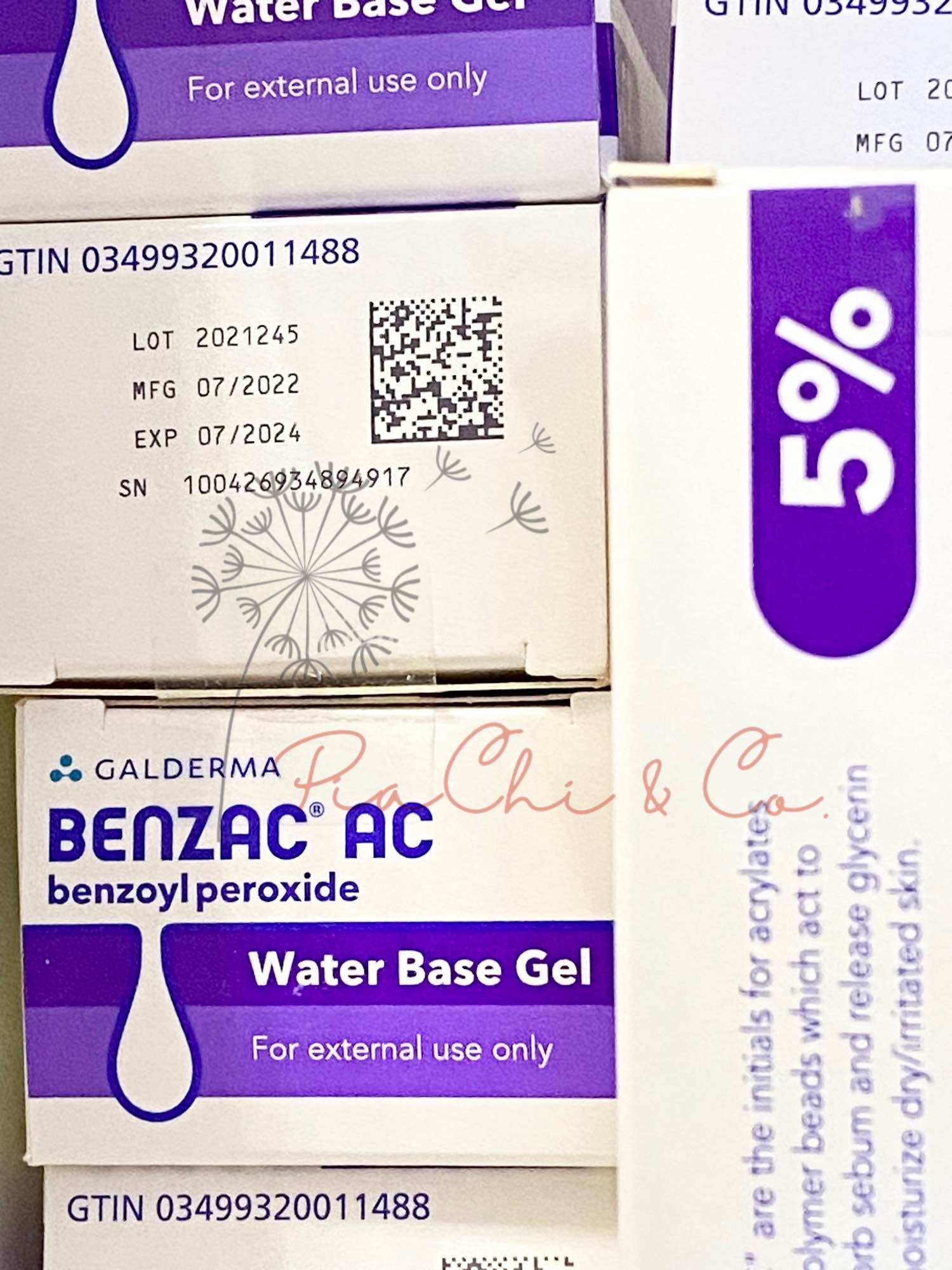 Benzac AC 60g water-based gel Benzoyl peroxide 2.5% Jun 2025 | 5% May ...