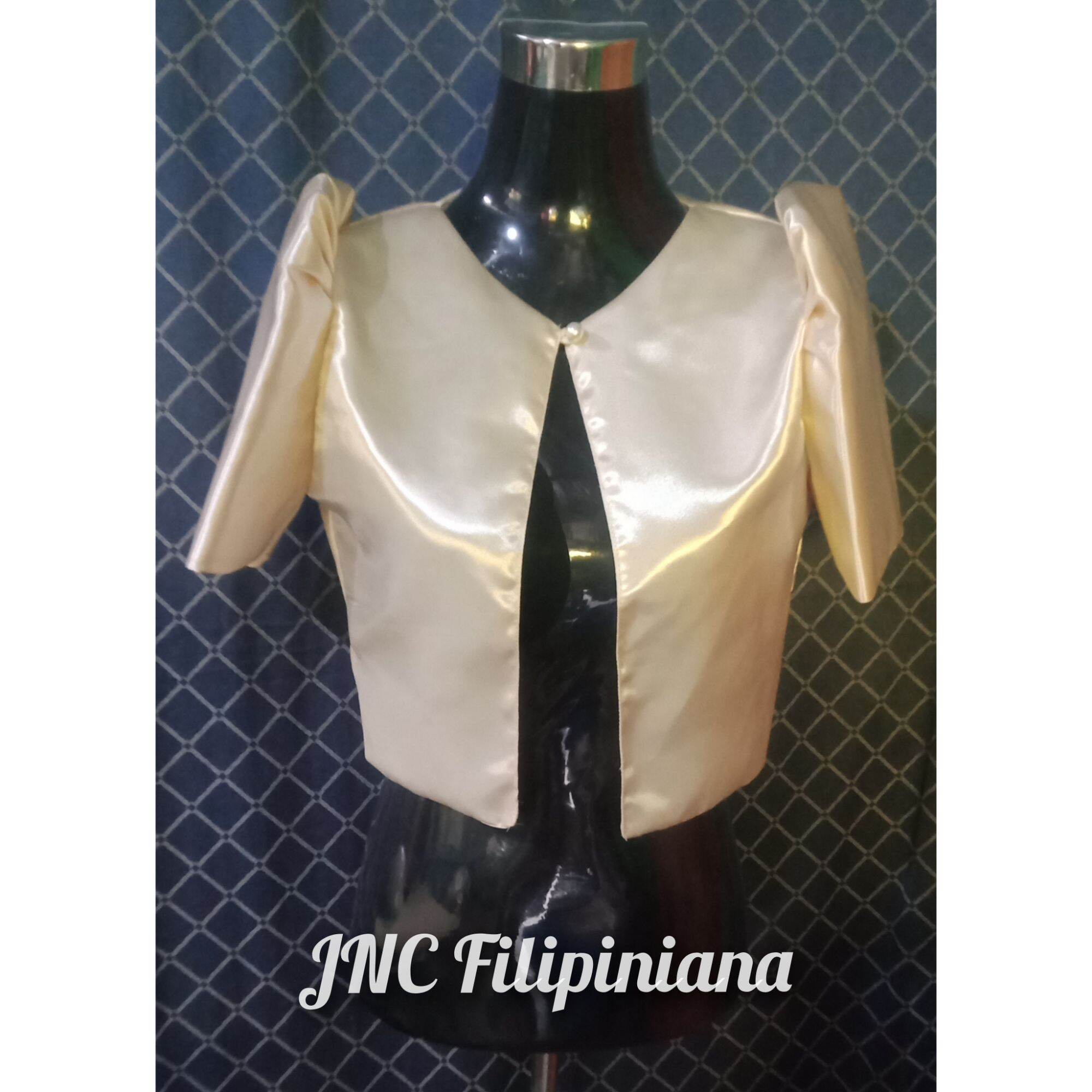 Modern Filipiniana Bolero long Satin light beige | Lazada PH