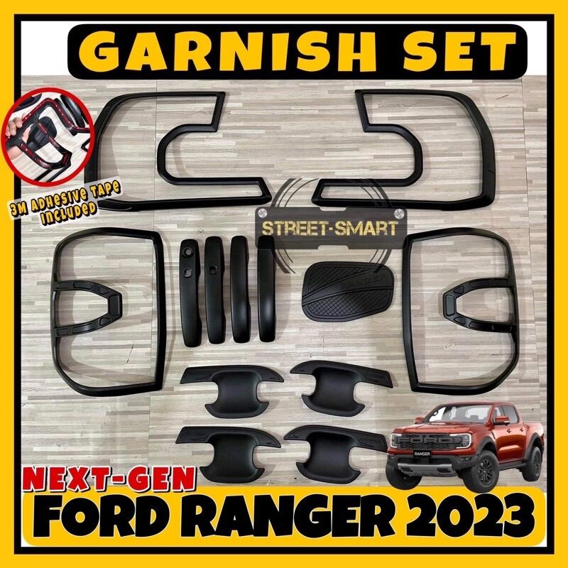 NEW GENERATION FORD RANGER 2023 GARNISH SET MATTE BLACK for WILDTRAK ...