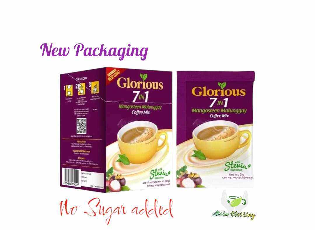Glorious Blend 7 in 1 Coffee Mix with Stevia extract power (7 sachets) Non Acidic, With ...