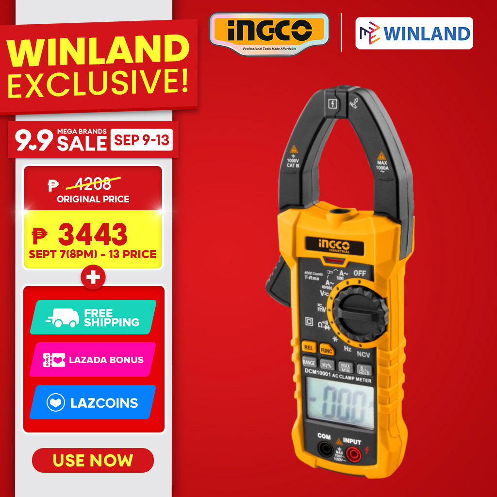 Ingco by Winland Digital AC/DC Resistance Capacitance Clamp Meter Multi ...