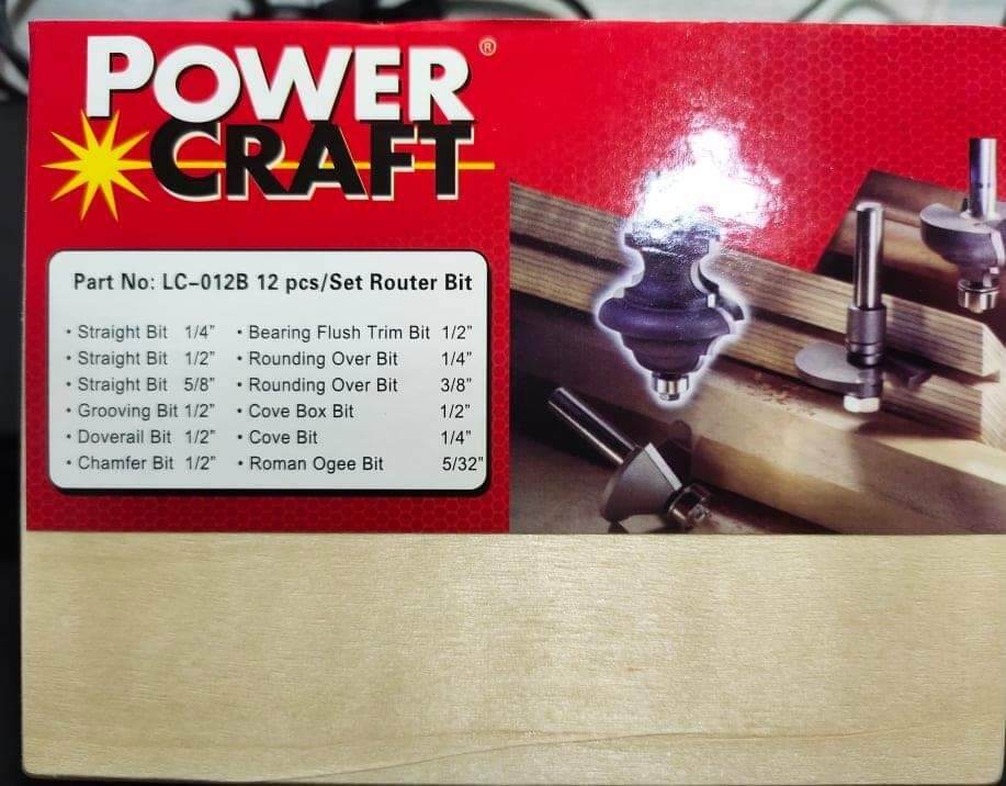 POWERCRAFT Router Bit Set all in 12 pcs per set all size Heavy Duty ...