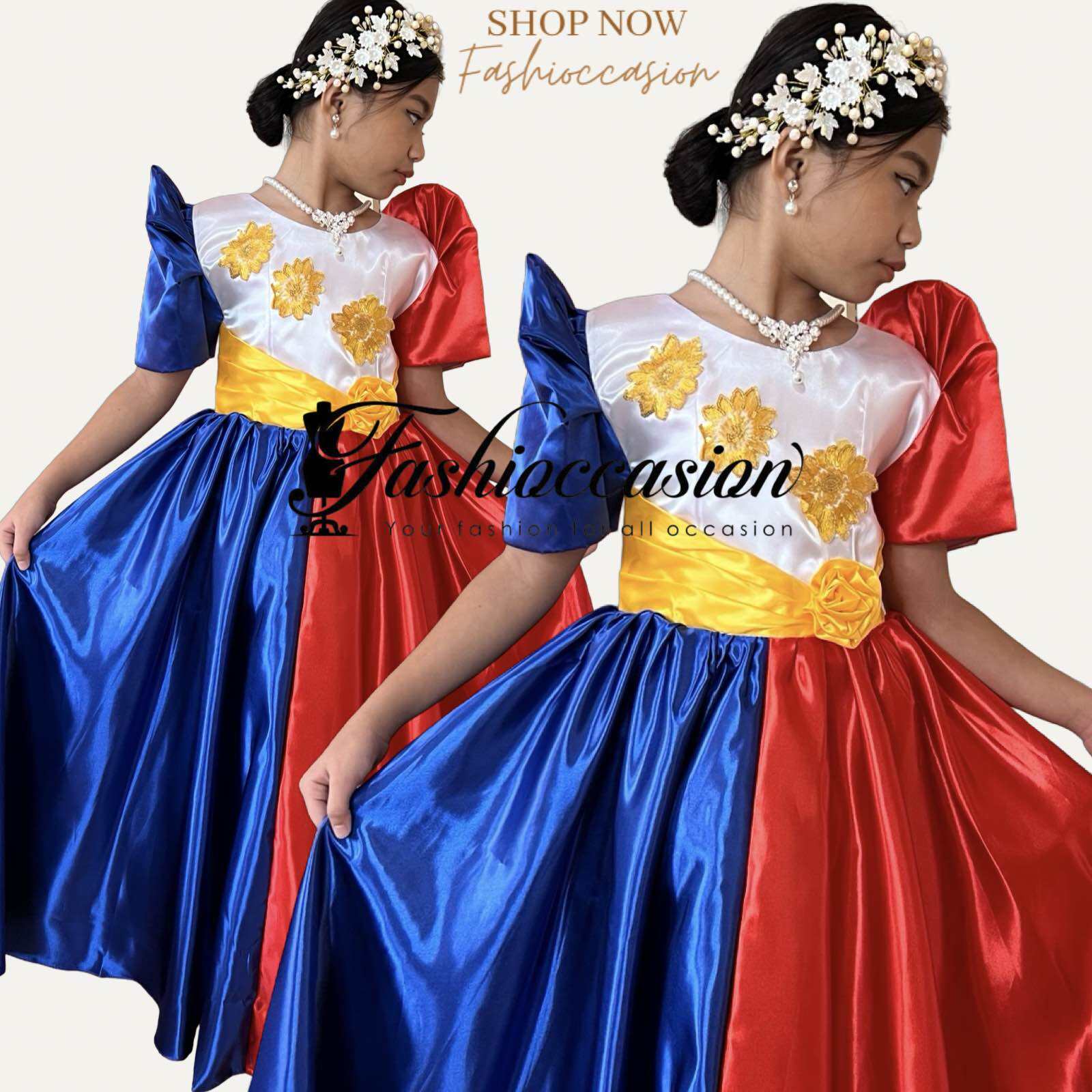 Filipiniana Mestiza Flag Inspired gown For Kids - Buwan ng Wika Costume ...