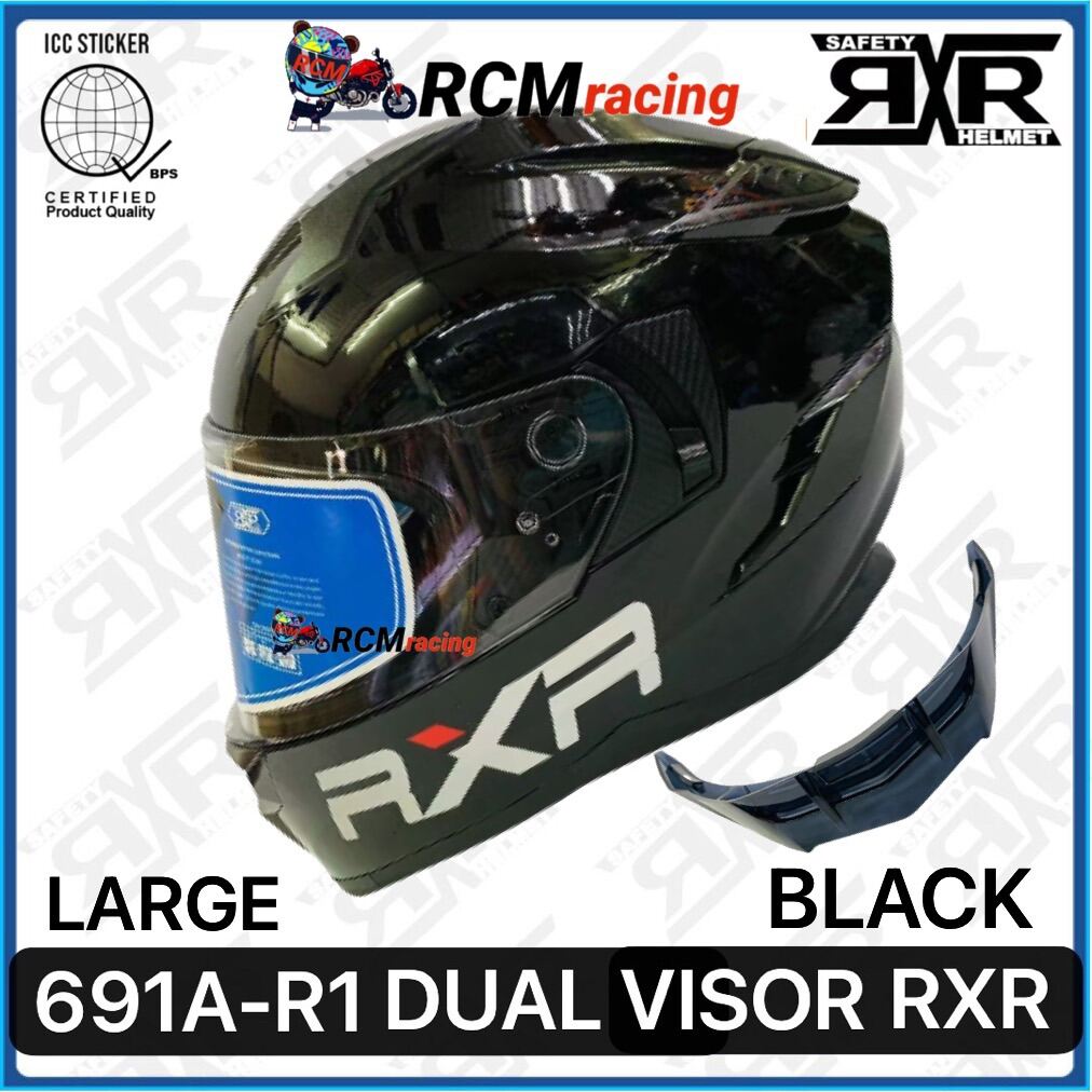 RXR 691A-R1 DUAL VISOR FULL FACE HELMET WITH ICC (BPS) SIZE 59-60CM 62-64CM LARGE & XL | Lazada PH