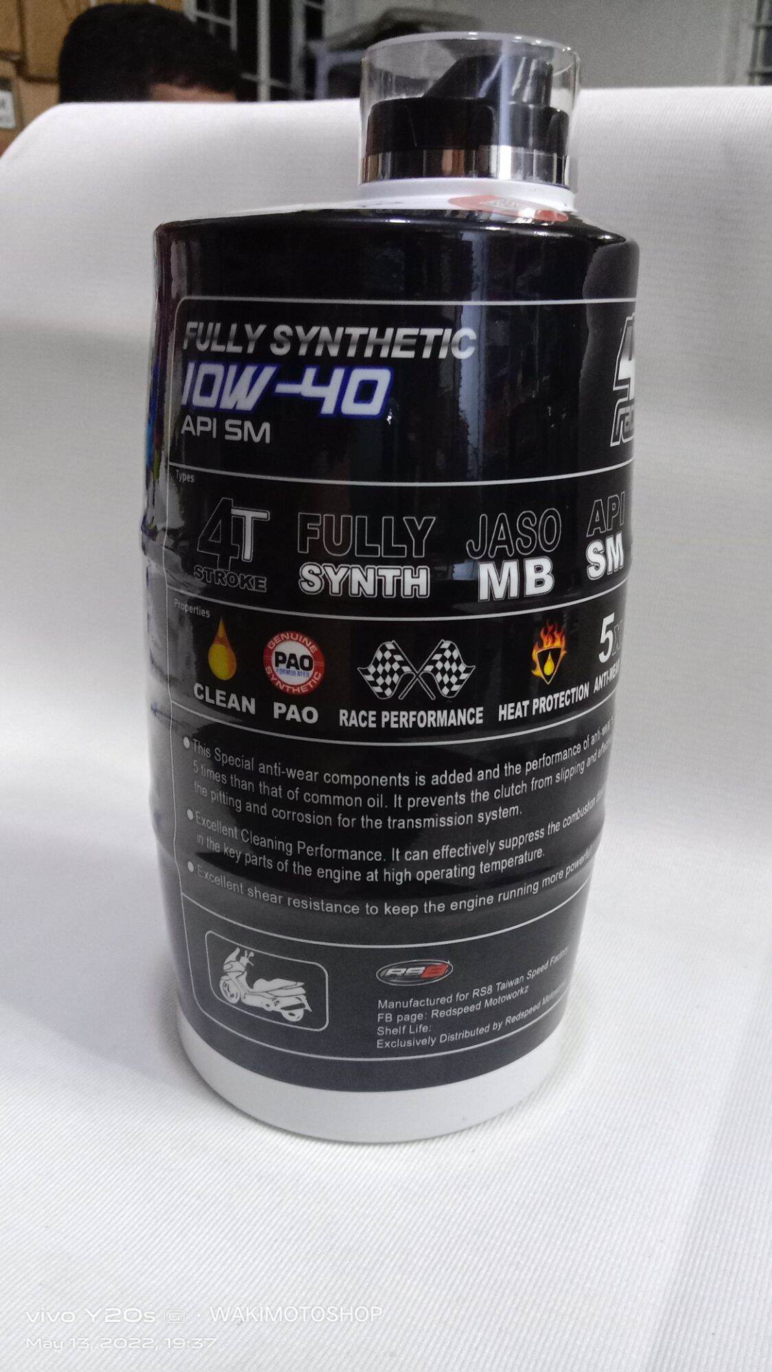 RS8 Oil Fully Synthetic 10w-40 Scooter 800ml. Redspeed (Black) | Lazada PH