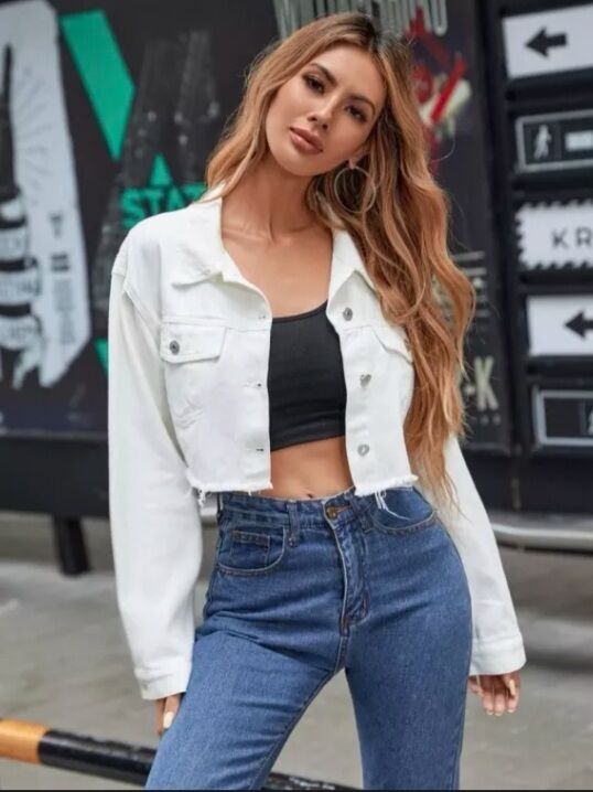 White Trevor Sexy Denim Jacket Random Design Lazada Ph