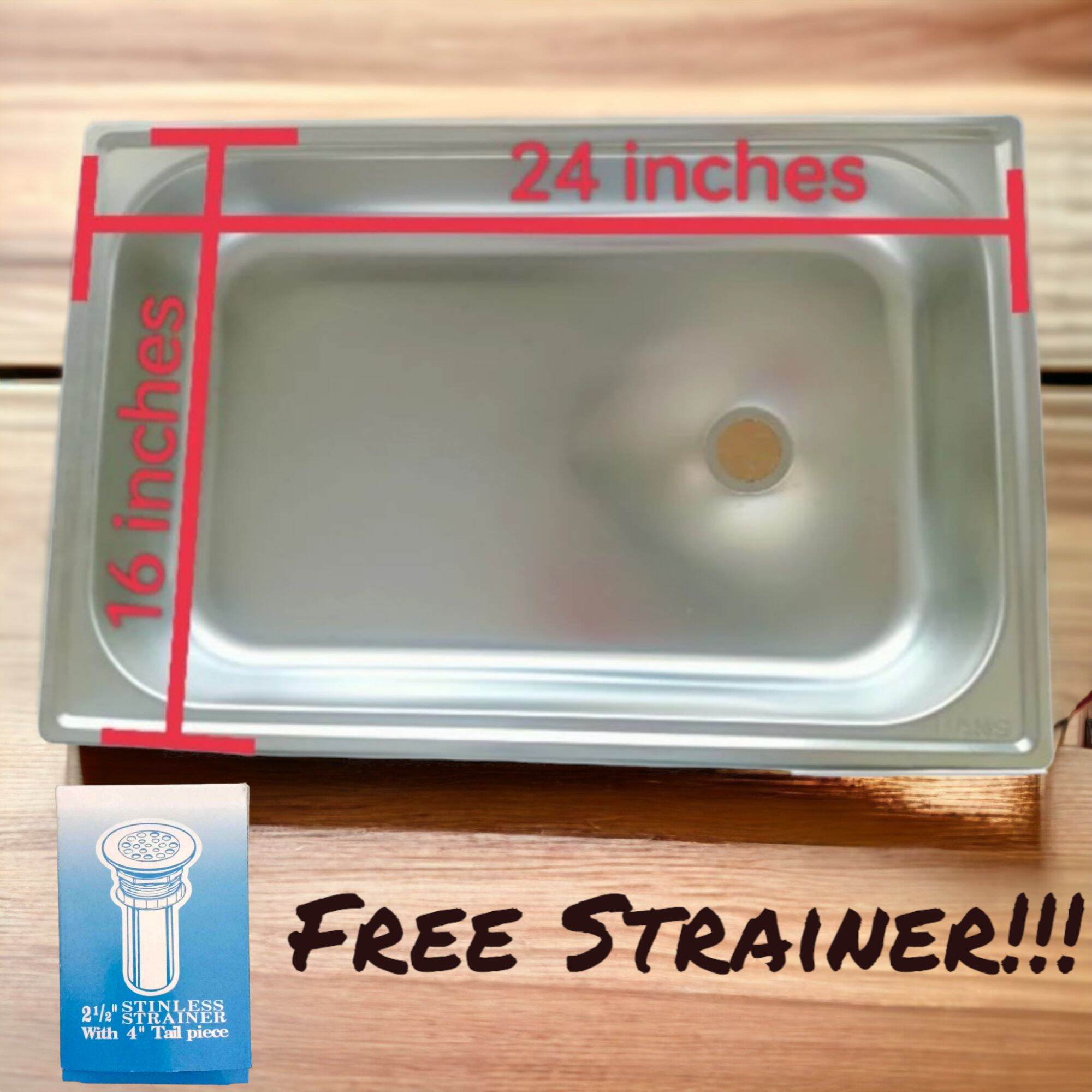 Stainless steel sink | Galvanized Sink Lababo Small & big Free Strainer ...