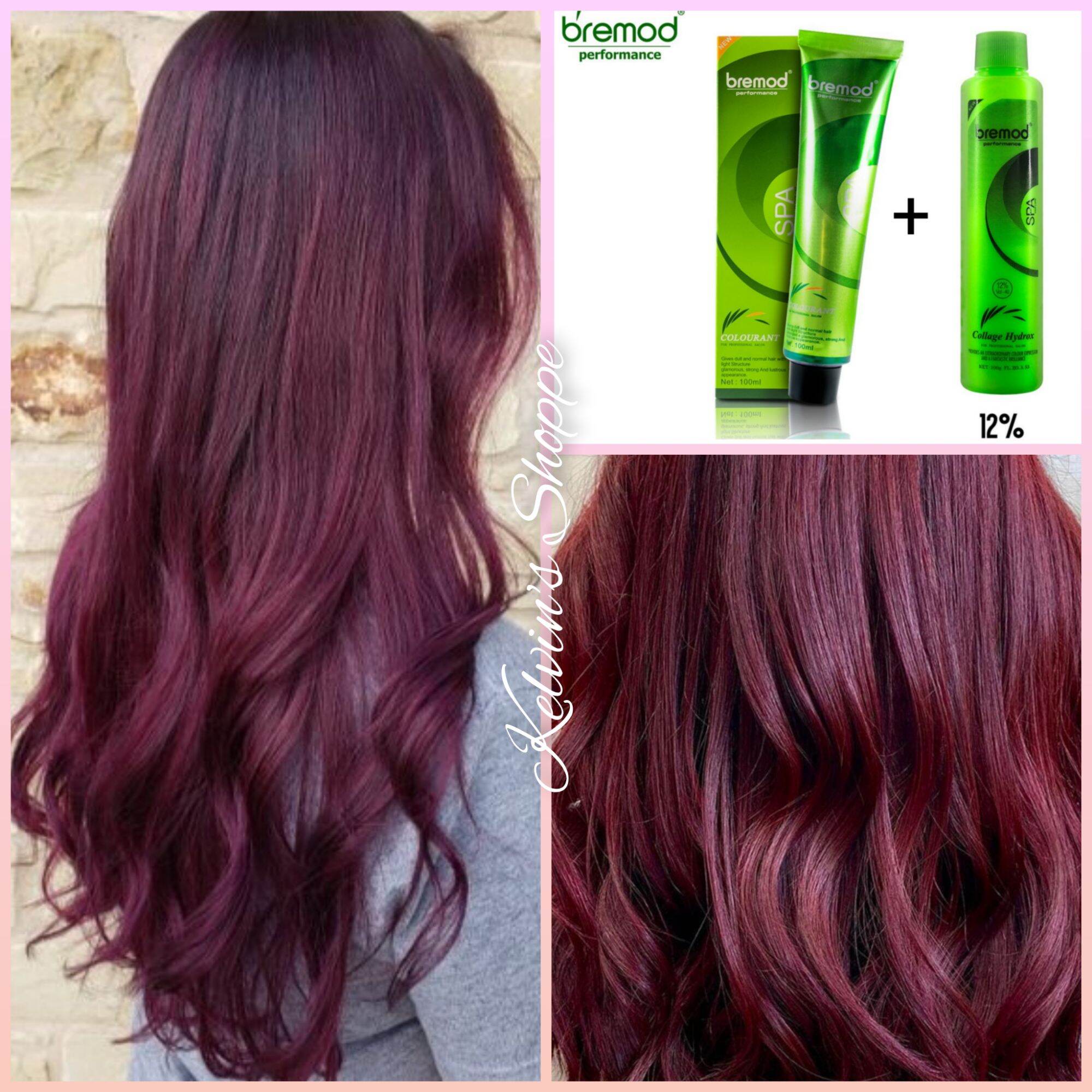 8.45 BURGUNDY Bremod Permanent Hair Color Set | Lazada PH
