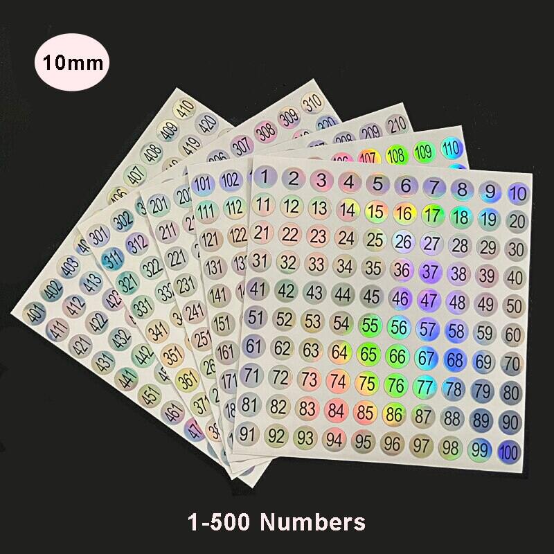 5 Sheet(1-500) Laser Number Sticker Label For Nail Polish Color Tips ...