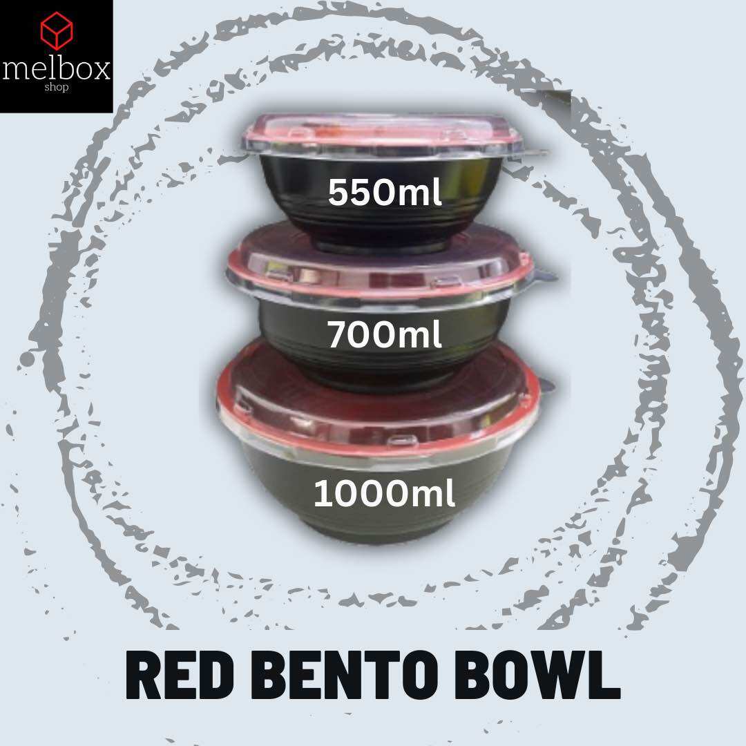 [25 pcs] Red Bento Bowl Soup Bowl Disposable Noodle Bowl Rice Meal Rice ...
