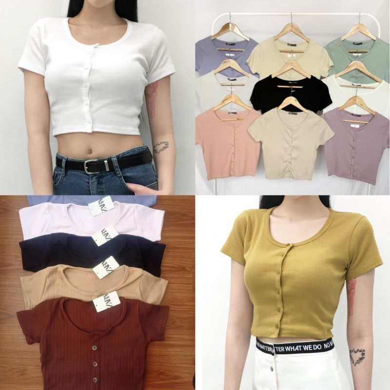 Rianna Button Down Knit Crop Top Lazada Ph