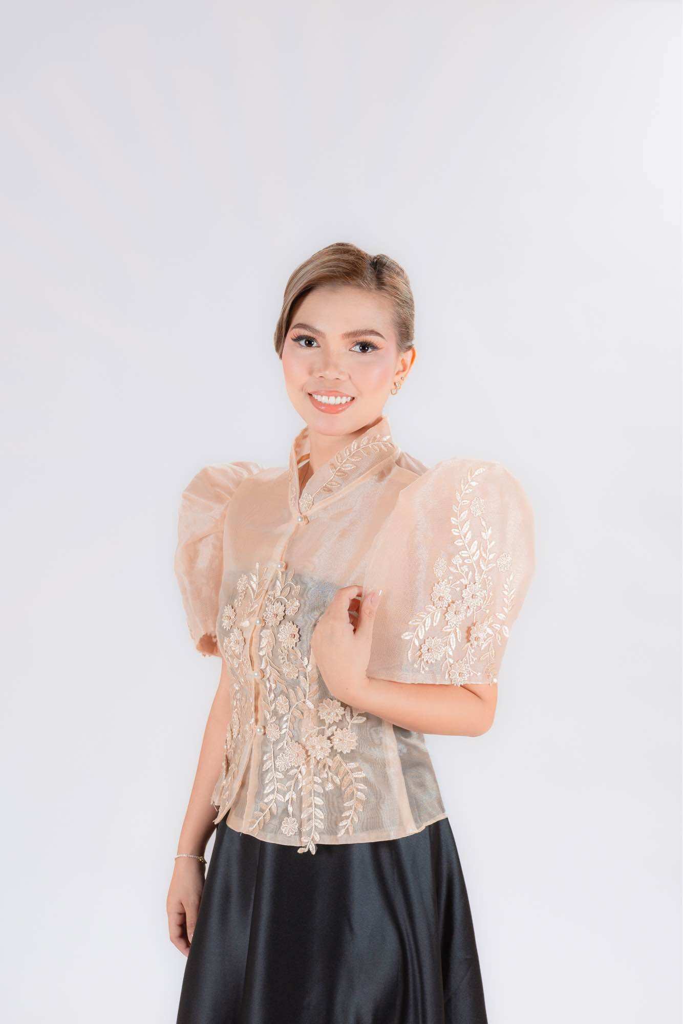 Chinese Collar Filipiniana Top with Lace | Lazada PH