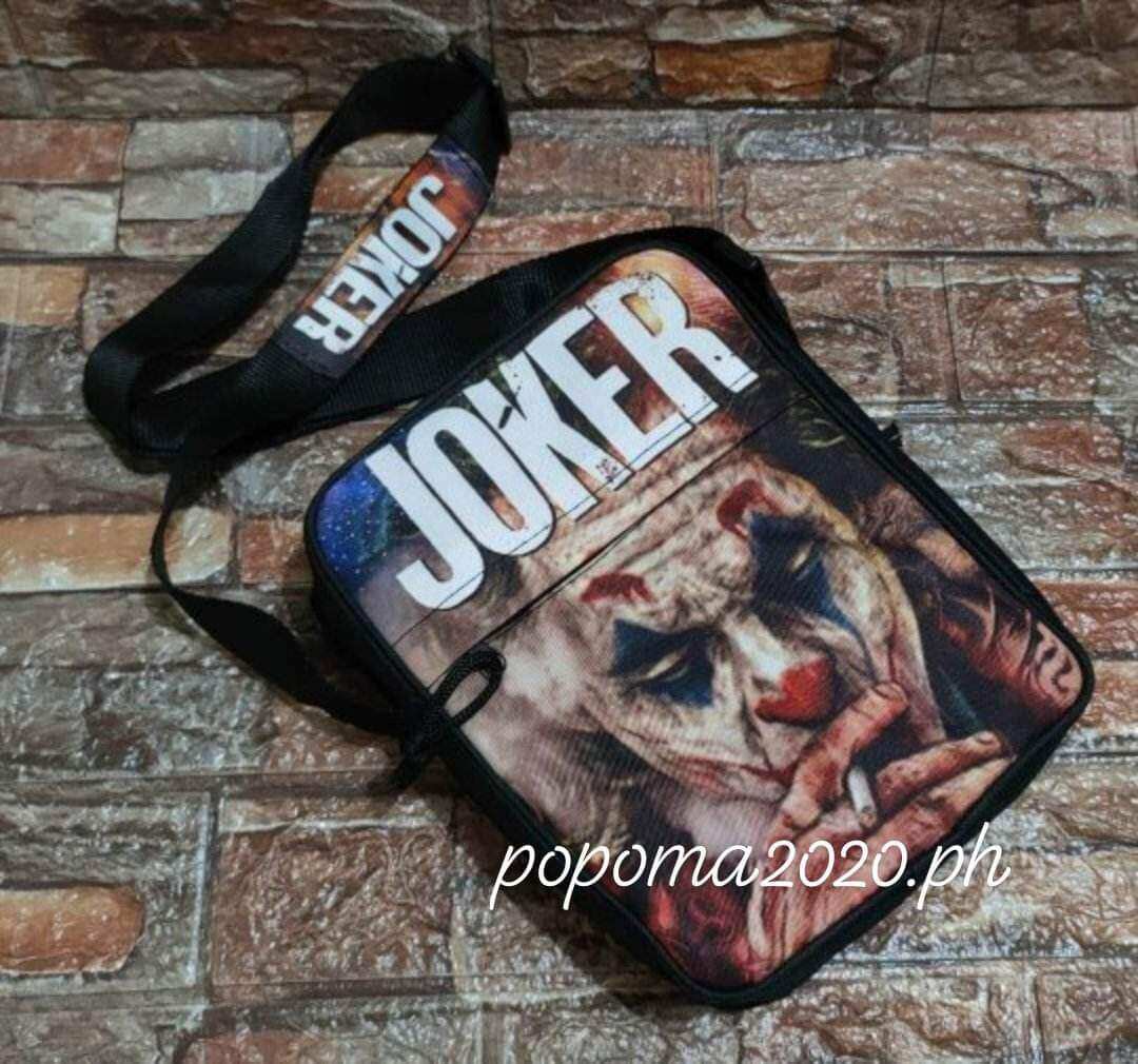 7x9" Batman Villain Joker The Clown Black Adjustable Strap Crossbody ...