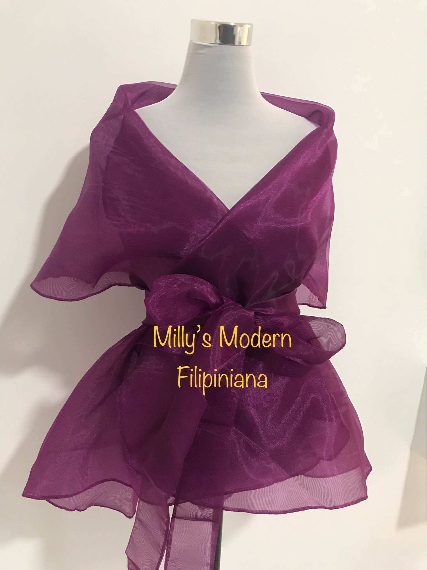 Milly’s Modern Filipiniana wrap around Plain Dark Plum | Lazada PH