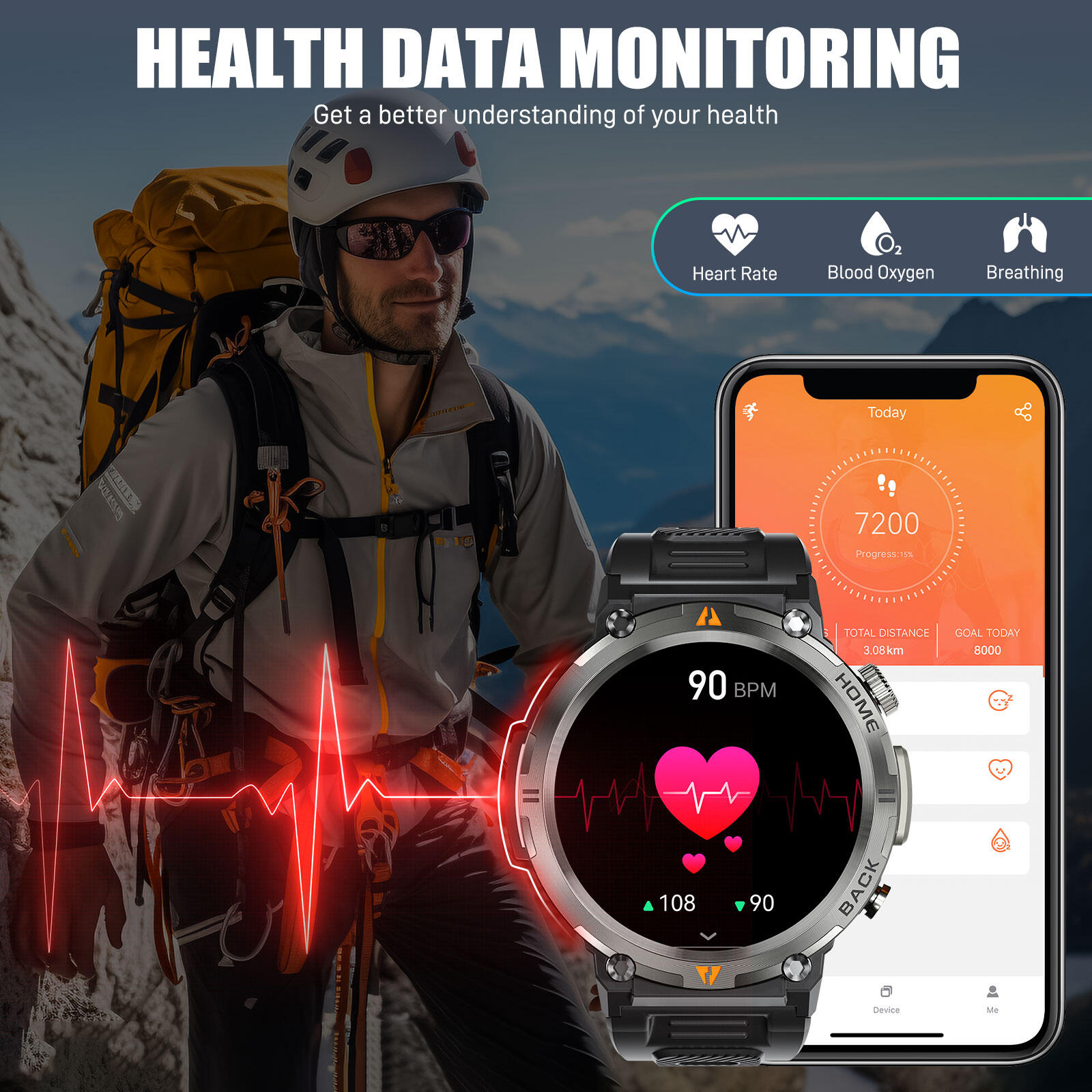 EIGIIS KE3 Smart Watch 3ATM Waterproof Original Design For Men ...